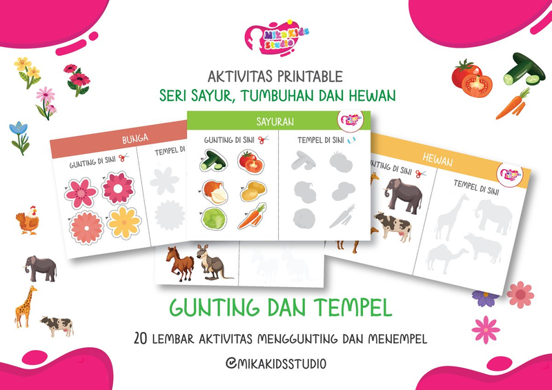Potong dan tempel (Cut and Paste) Seri Sayur Tumbuhan dan Hewan | Clicky
