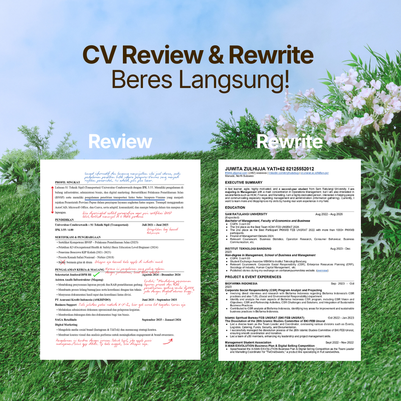 Jasa CV Review & Rewrite [Beres Langsung] | Clicky