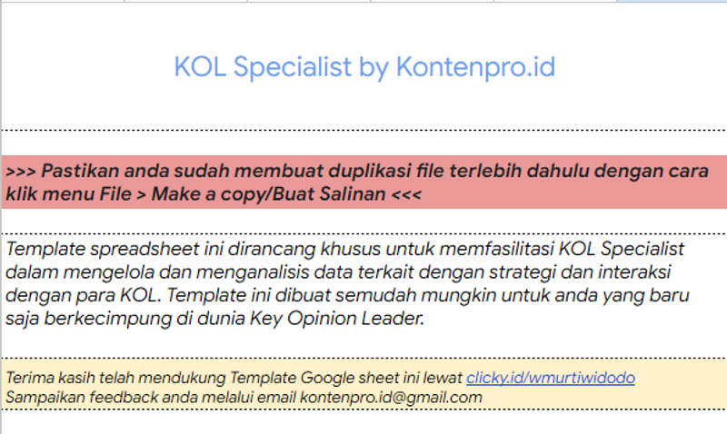 TEMPLATE KOL MANAGEMENT | Clicky