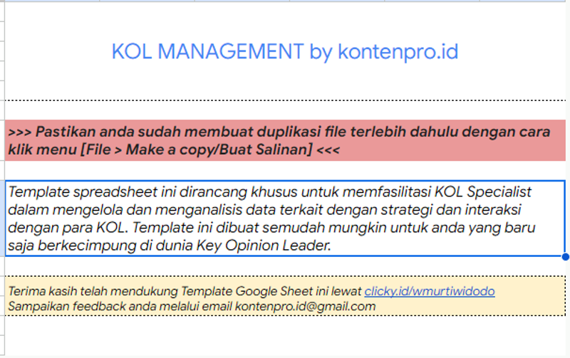 TEMPLATE KOL MANAGEMENT | Clicky