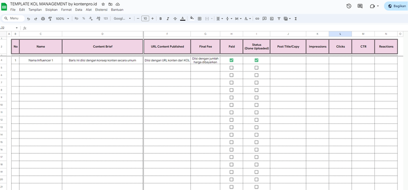 TEMPLATE KOL MANAGEMENT | Clicky