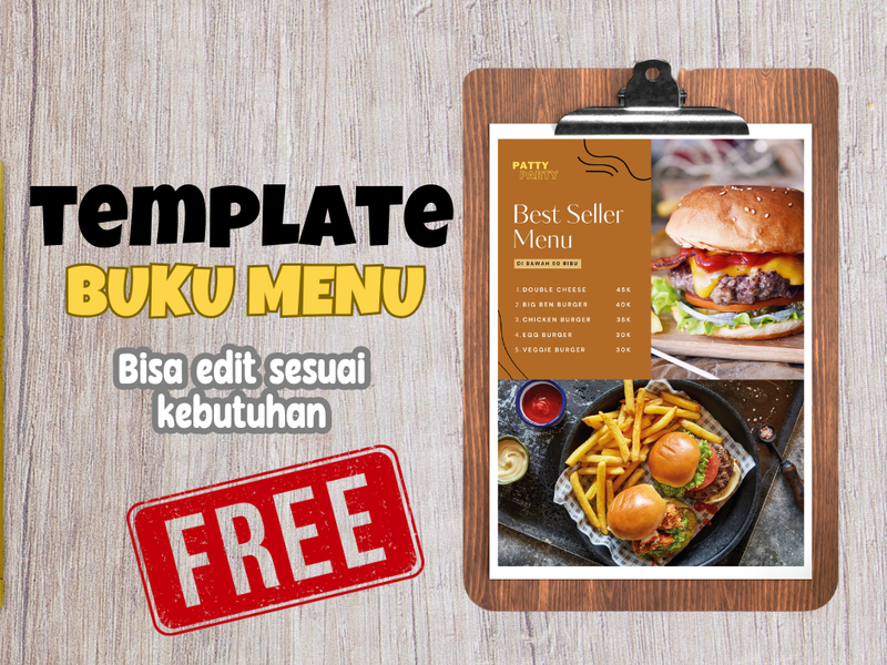 [FREE] Template Buku Menu-Burger | Clicky