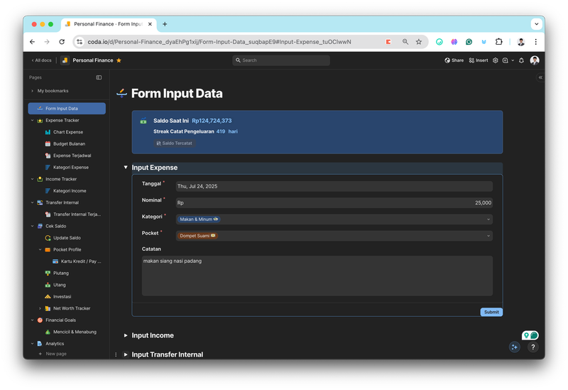 Personal Finance | Expense Tracker | Template Coda | Clicky