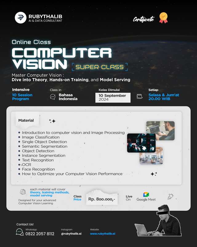 [DISKON 30%] Online Class Computer Vision + NLP [Super Class] Package | Clicky