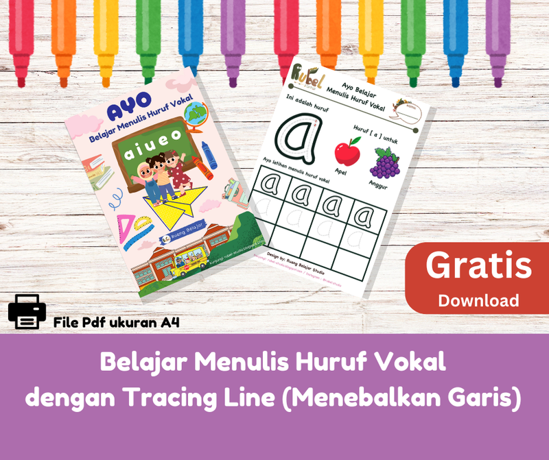 [Gratis] Worksheet / Lembar Belajar mengenal huruf vokal dengan teknik ...