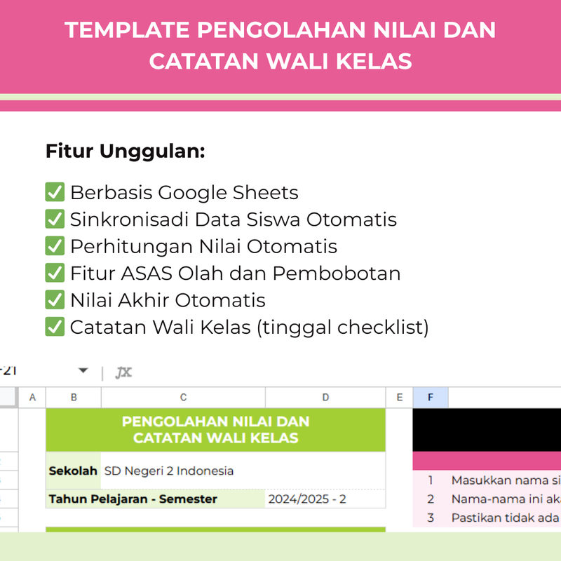 Template Pengolahan Nilai dan Catatan Wali Kelas | Clicky