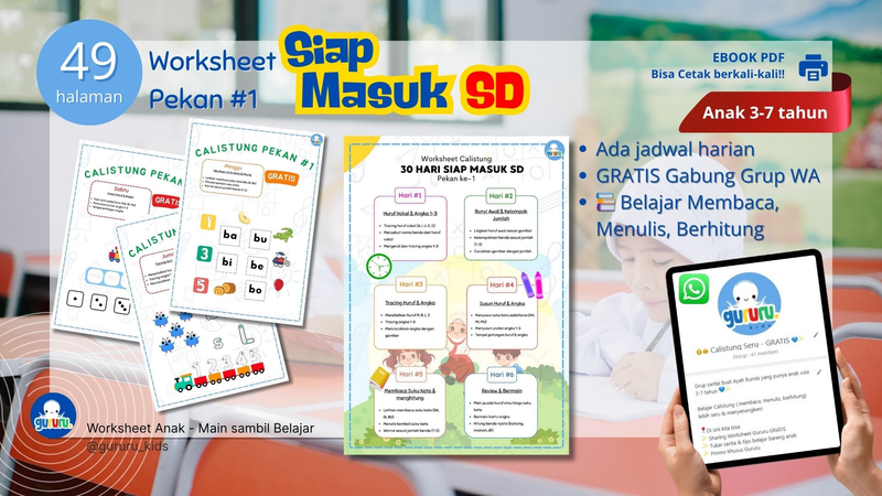 Worksheet Calistung PDF - 1 minggu | Clicky