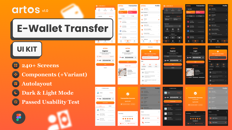 UI Kit - artos is a e-wallet transfer app | Clicky